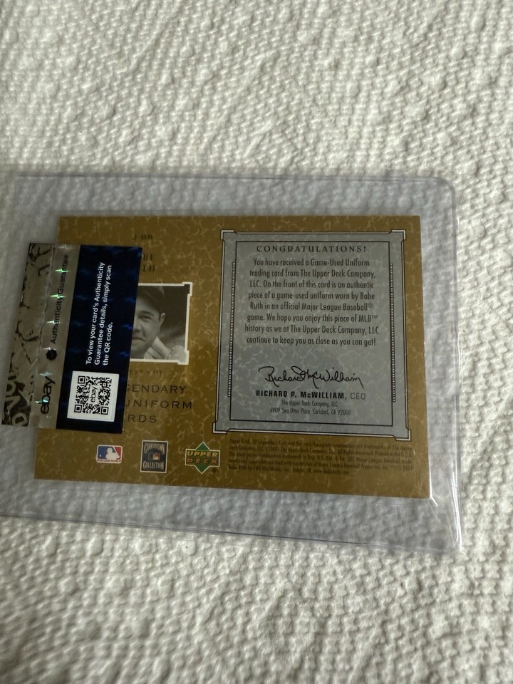 2001 Legendary Cuts Babe Ruth Jersey Card SSP Yankees | eBay