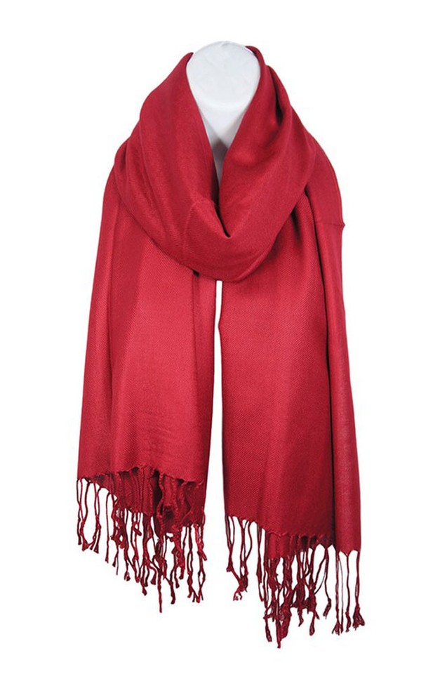 New Hijab Womens`s Red Solid Soft Pashmina Scarf Wrap Shawl Oblong ...