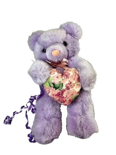 12" Vintage Applause Pastel Purple Violet Teddy Bear Heart Plush ...