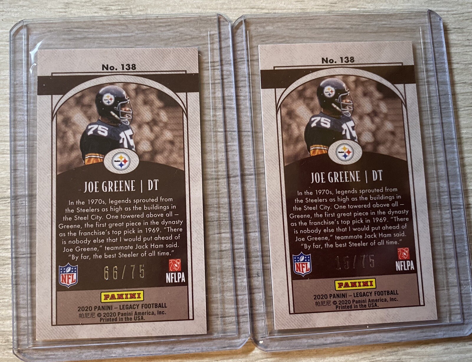 Lot Of (2) 2020 Panini Legacy JOE GREENE mini red- /75-Steelers G | eBay