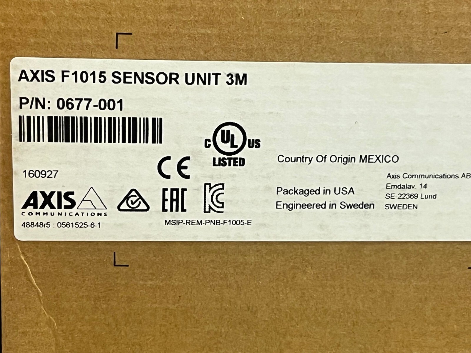 AXIS COMMUNICATIONS F1015 Sensor Unit 3M 0677-001 for sale online | eBay