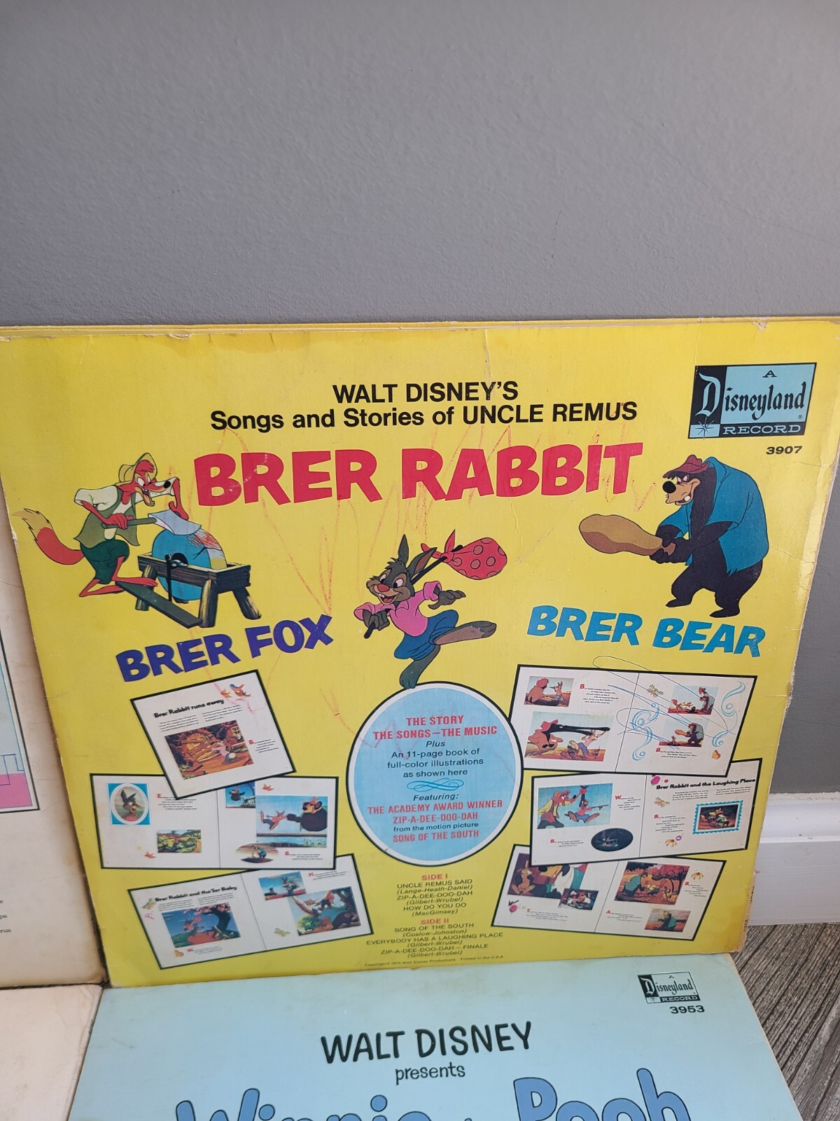 Walt Disney Vintage LP Vinyl Albums (Lot of 4) Brer Rabbit, Winnie the ...