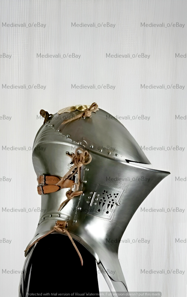 18GA Medieval Steel German Frog Mouth Helmet Heavy Tournament Frog ...
