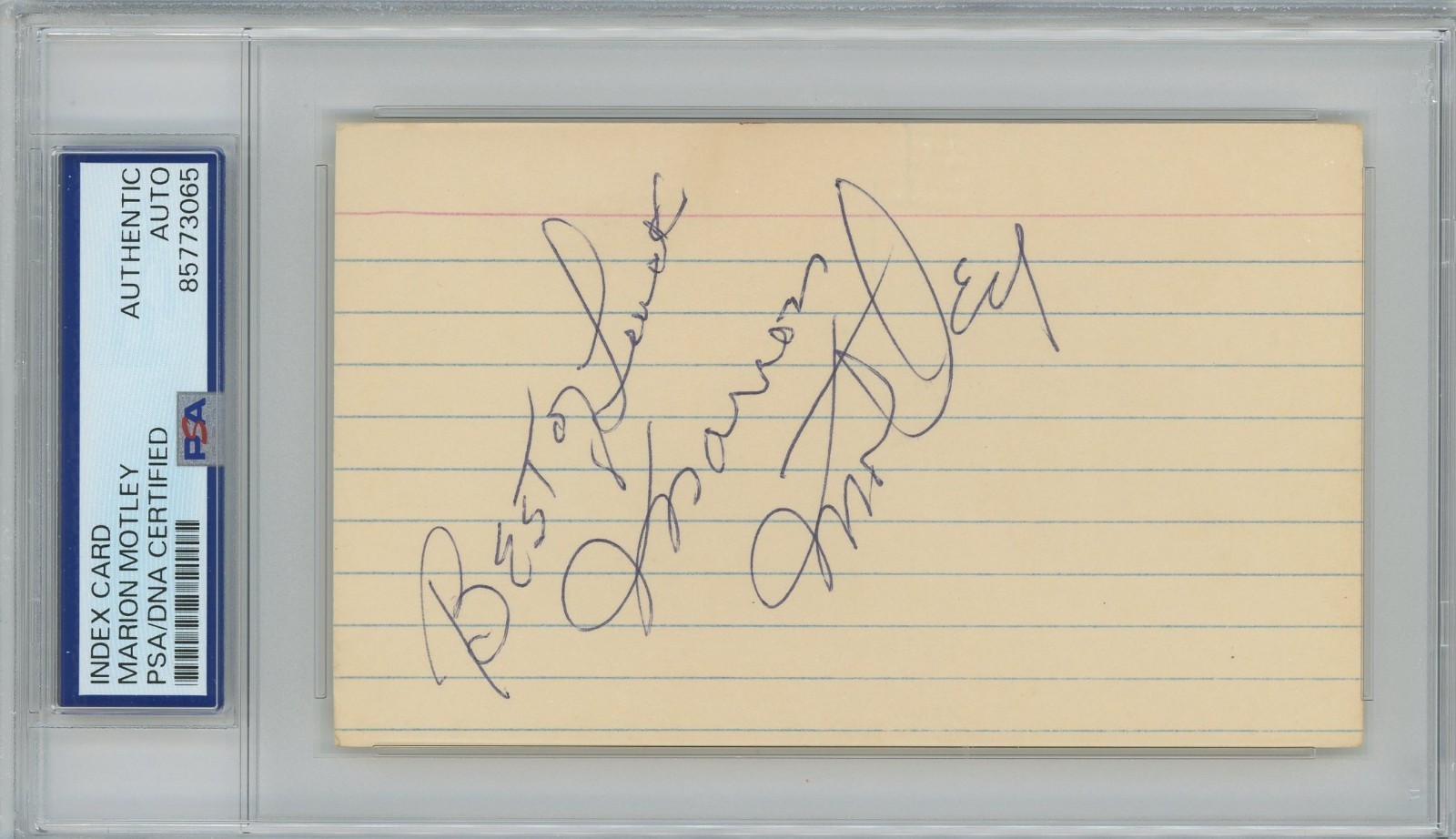 Marion Motley 3x5 Index Card Browns HOF PSA/DNA Signed Auto Autographed ...