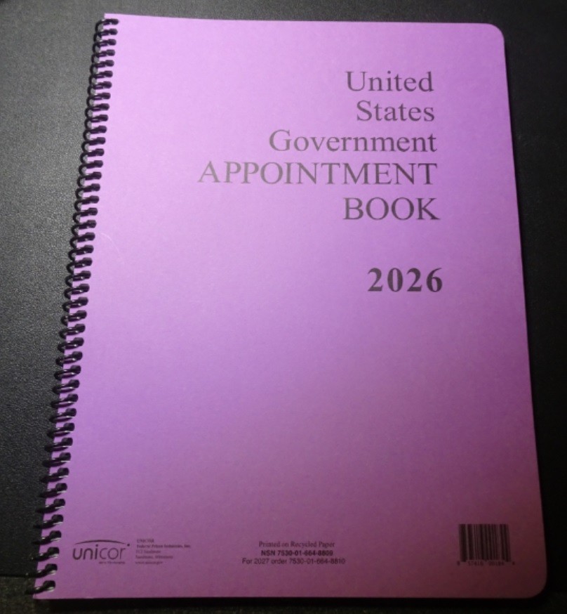 2026 Unicor US Government Fed Weekly Appt Book, Spiral 11"x 9", Jan ...