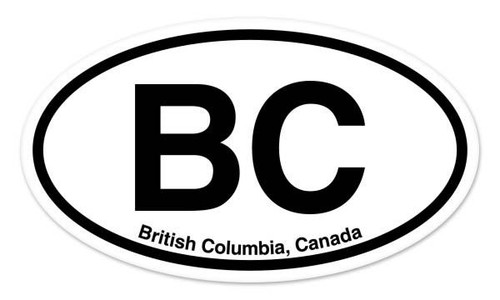 BC British Columbia Canada Oval car window bumper sticker decal 5" x 3 ...