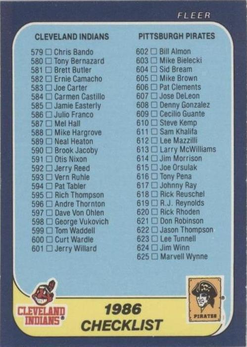 1986 Fleer - Checklist #660 for sale online | eBay