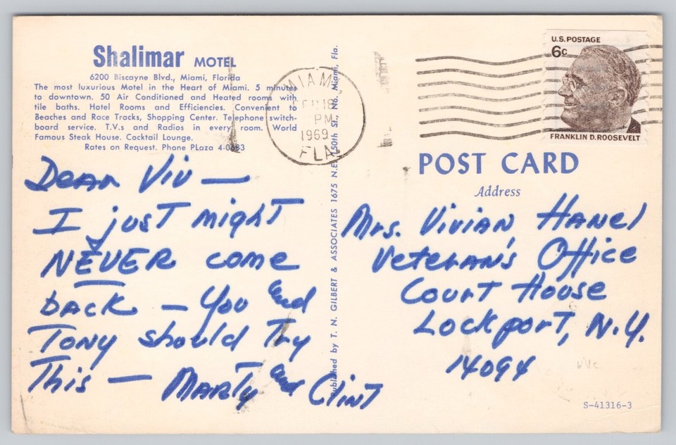 Postcard Shalimar Motel Miami Florida | eBay
