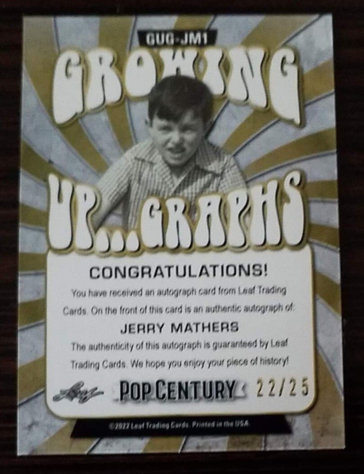 Jerry Mathers 2022 Leaf Pop Century Auto Autograph Growing Up Graphs 22 ...