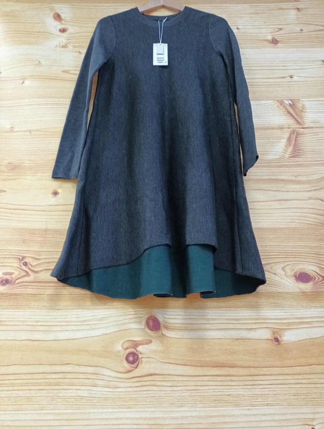 BNWT COS Dark Grey Wool Green Lined Long Sleeve Tunic Dress - Size XS ...