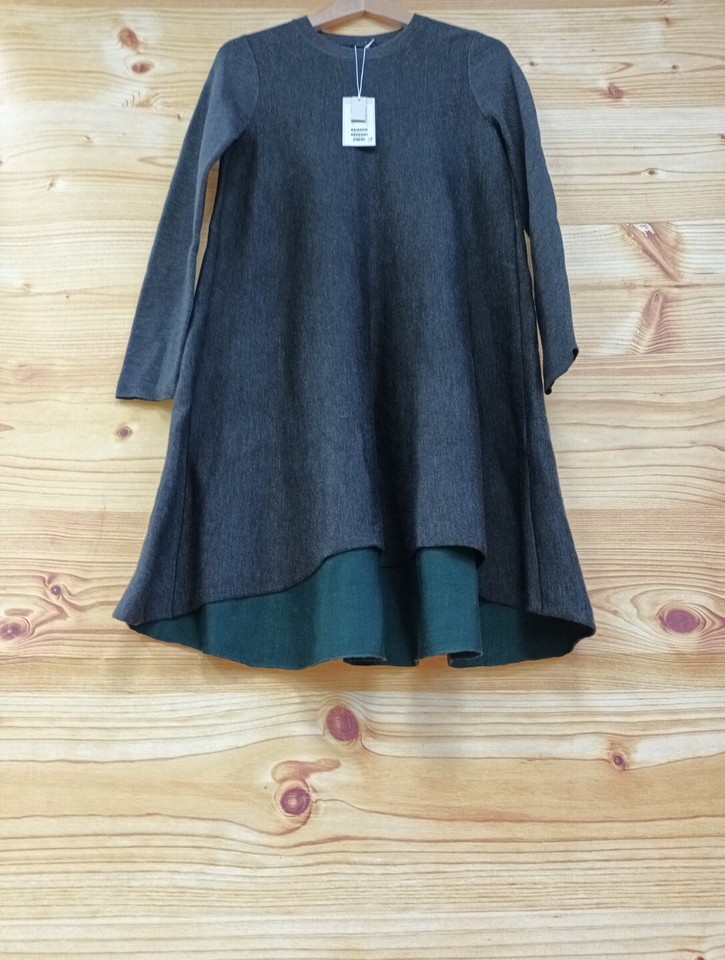 BNWT COS Dark Grey Wool Green Lined Long Sleeve Tunic Dress - Size XS ...