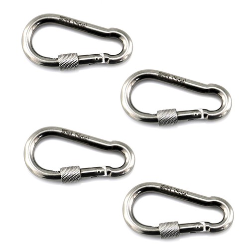 3.16"-4 Pack Locking Carabiner Stainless Steel 316 Marine Grade Spring ...