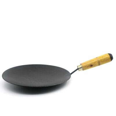 Iron Pan Tawa Saj Roti Chapati 26cm Plate- Wooden Handle High Quality ...