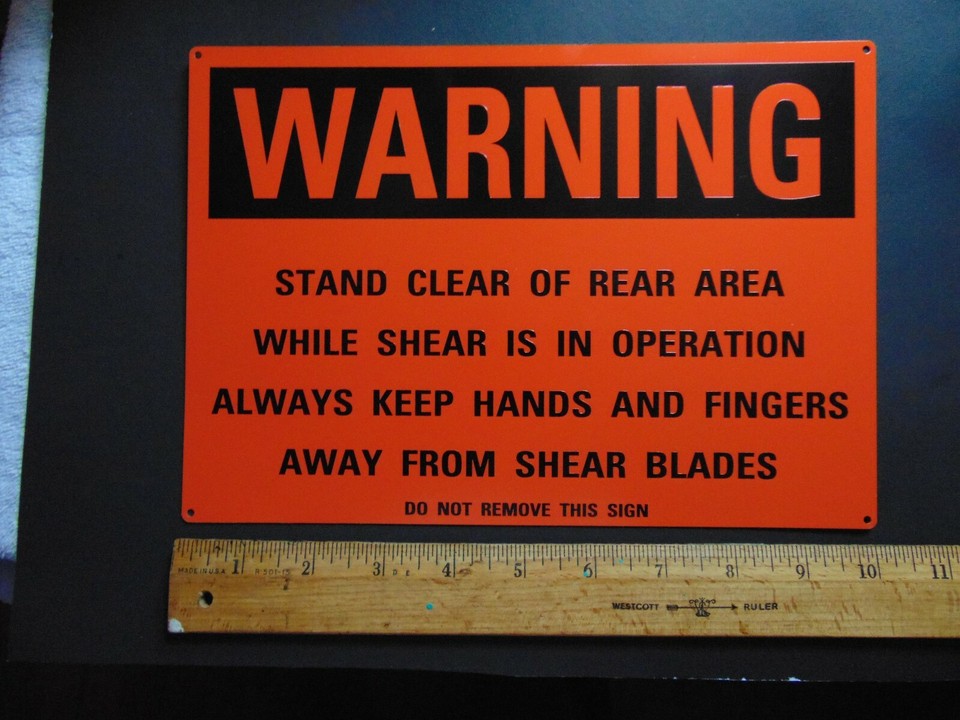 Metal Industrial Machinery SHEAR OPERATION Warning Sign 10" | eBay