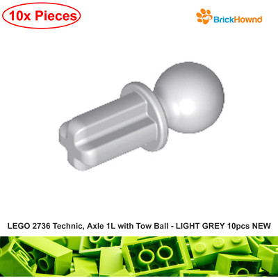 LEGO 2736 Technic, Axle 1L with Tow Ball - LIGHT GREY 10pcs NEW | eBay