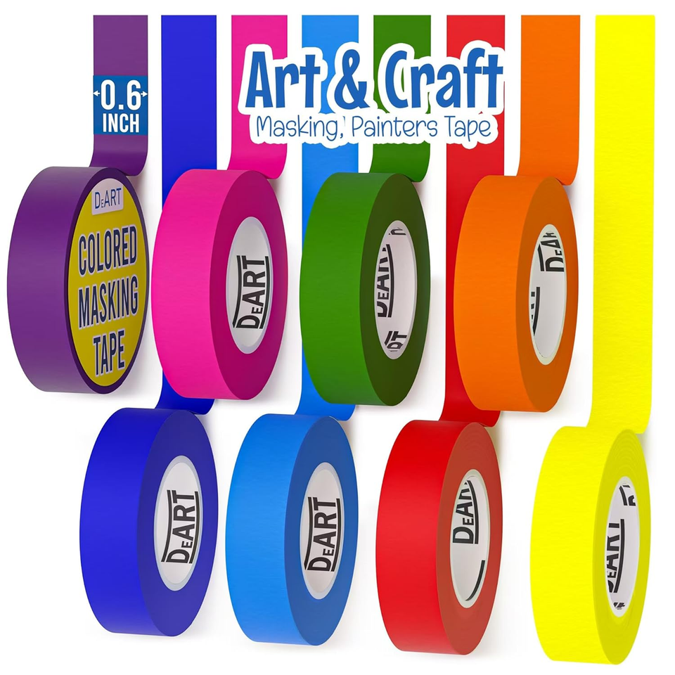 8X Colored Masking Tape, 264 Ft X 0.6 Inch Color Painters Tape for Arts ...