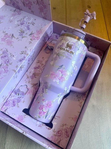 Stanley LOVE SHACK FANCY Tumbler 40 oz Happy Thoughts Purple READY TO ...