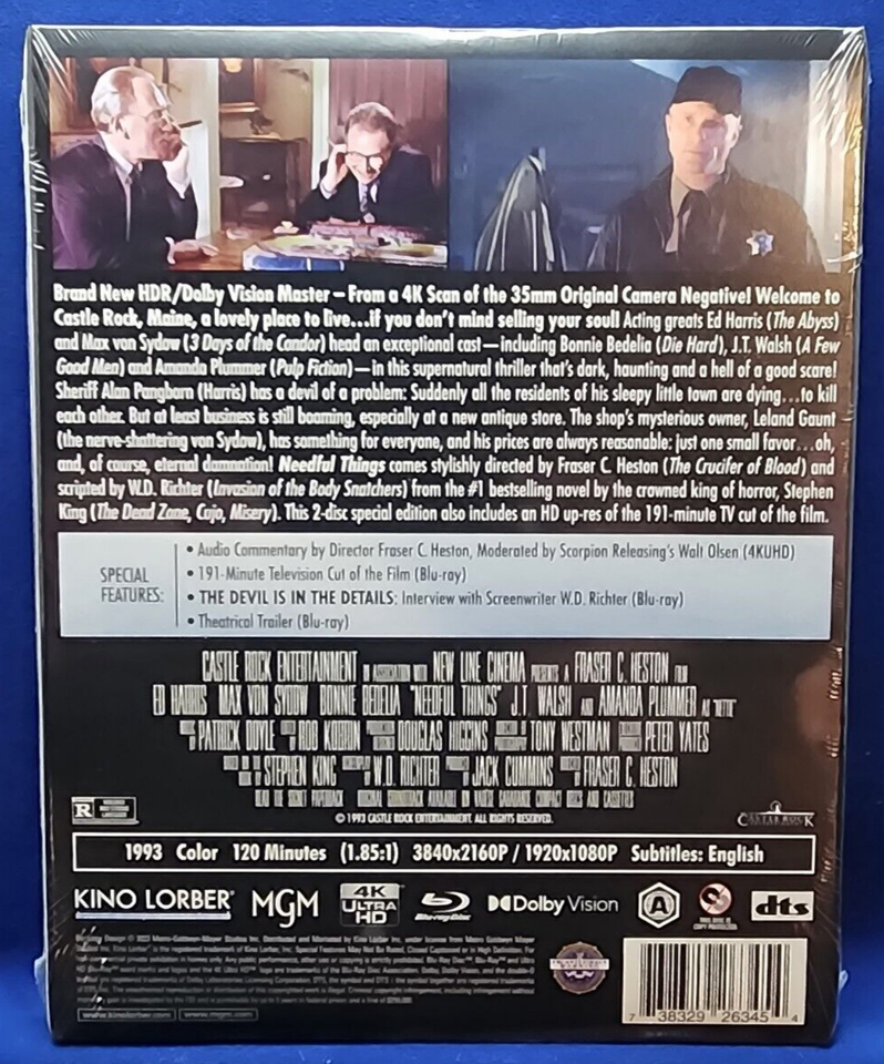 Stephen King's Needful Things (4K Ultra HD + Blu-ray, 1993) Ed Harris ...