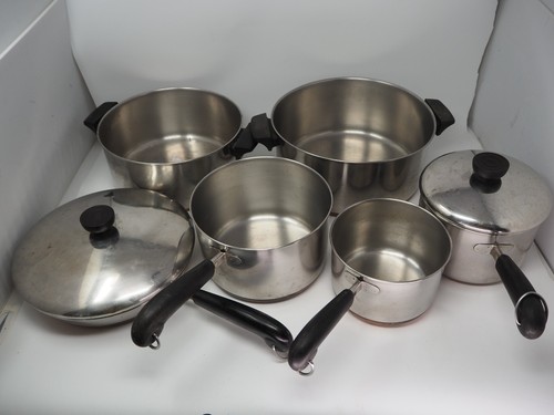Lot of Vintage Revere Ware Copper Bottom Pots Skillet Pan 8pc | eBay