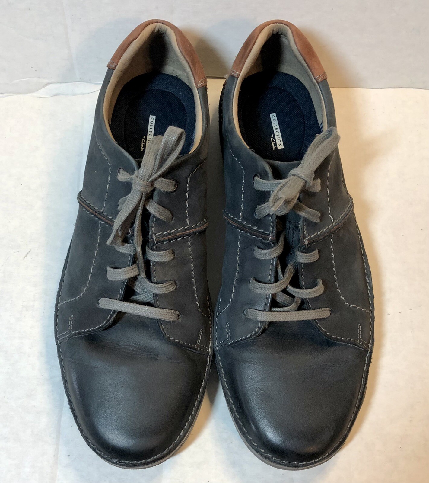 Clarks Collection 16501 Blue Leather Plain Toe Sneake… - Gem