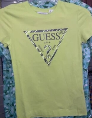 GUESS Women’s Size S Yellow Neon Short Sleeve Cotton T-Shirt NWT | eBay