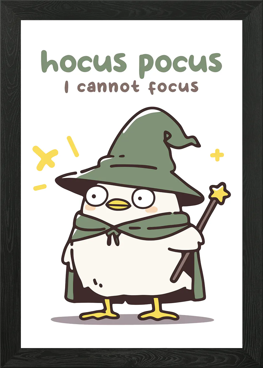 Cute Wizard Chick Cartoon Illustrat Framed Wall Art Poster Canvas Print ...