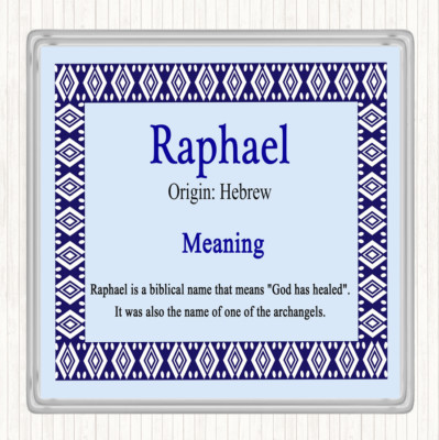 Raphael Name Meaning Drinks Mat Coaster Blue | eBay UK