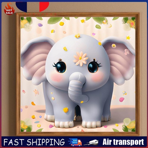 5D DIY Full Round Drill Diamond Painting Elephant Kit Home Decoration ...