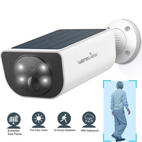 Wansview 2K Wireless Solar Security Camera Outdoor Human Detection 2 ...