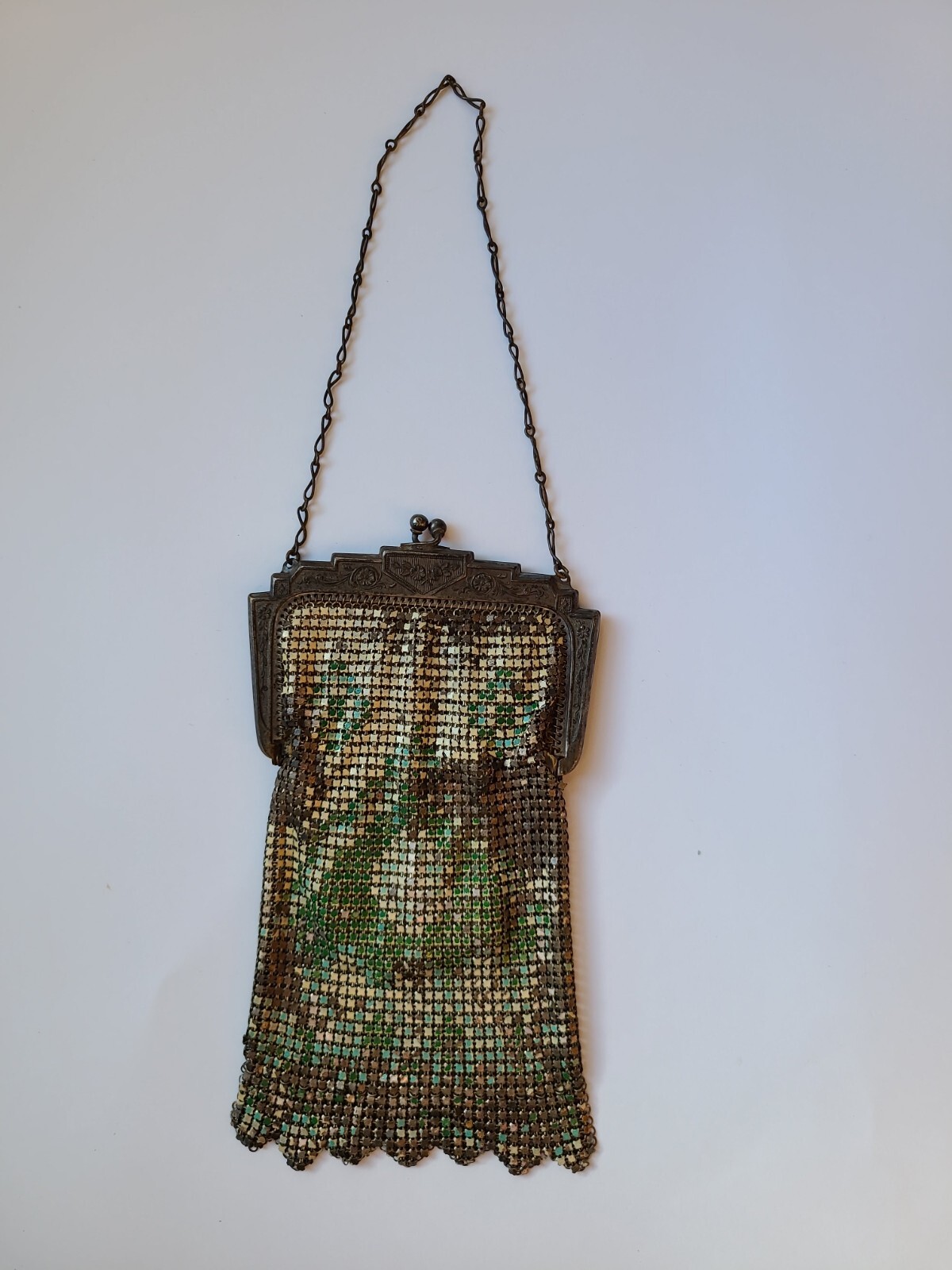 Antique Victorian Art Deco Metal Mesh Purse ~Performi… - Gem