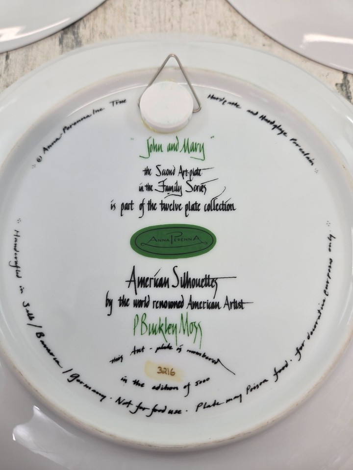 P Buckley Moss 3 Plates Family Series Anna Perenna John & Mary Leisure ...