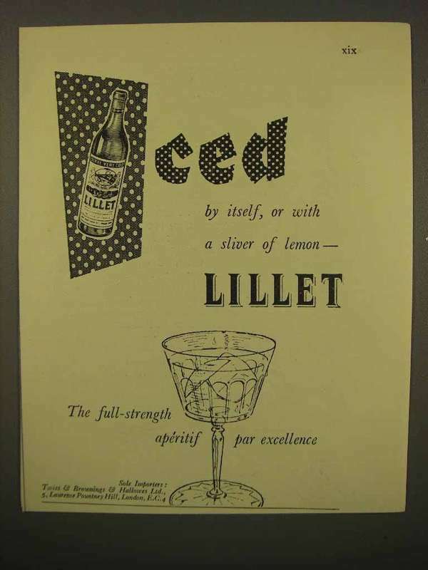 1954 Lillet Liqueur Ad - Iced | eBay
