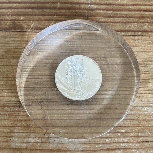 Vintage Apollo 11 Moon Landing Sterling Silver Medallion Lucite ...