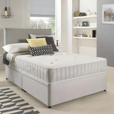 SUEDE DIVAN BED SET WITH MEMORY MATTRESS AND HEADBOARD 3FT 4FT 4FT6 ...