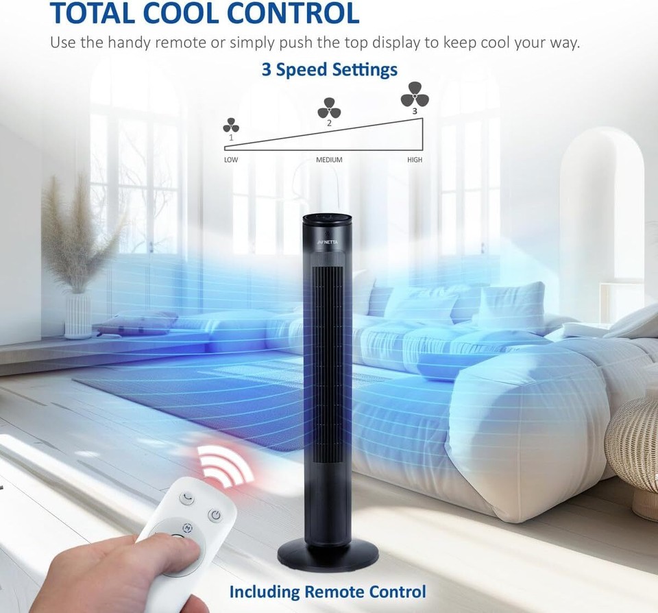 Tall Tower Fan 42 Inch,Quiet Bladeless Tall Fan,7 Hour Timer with ...