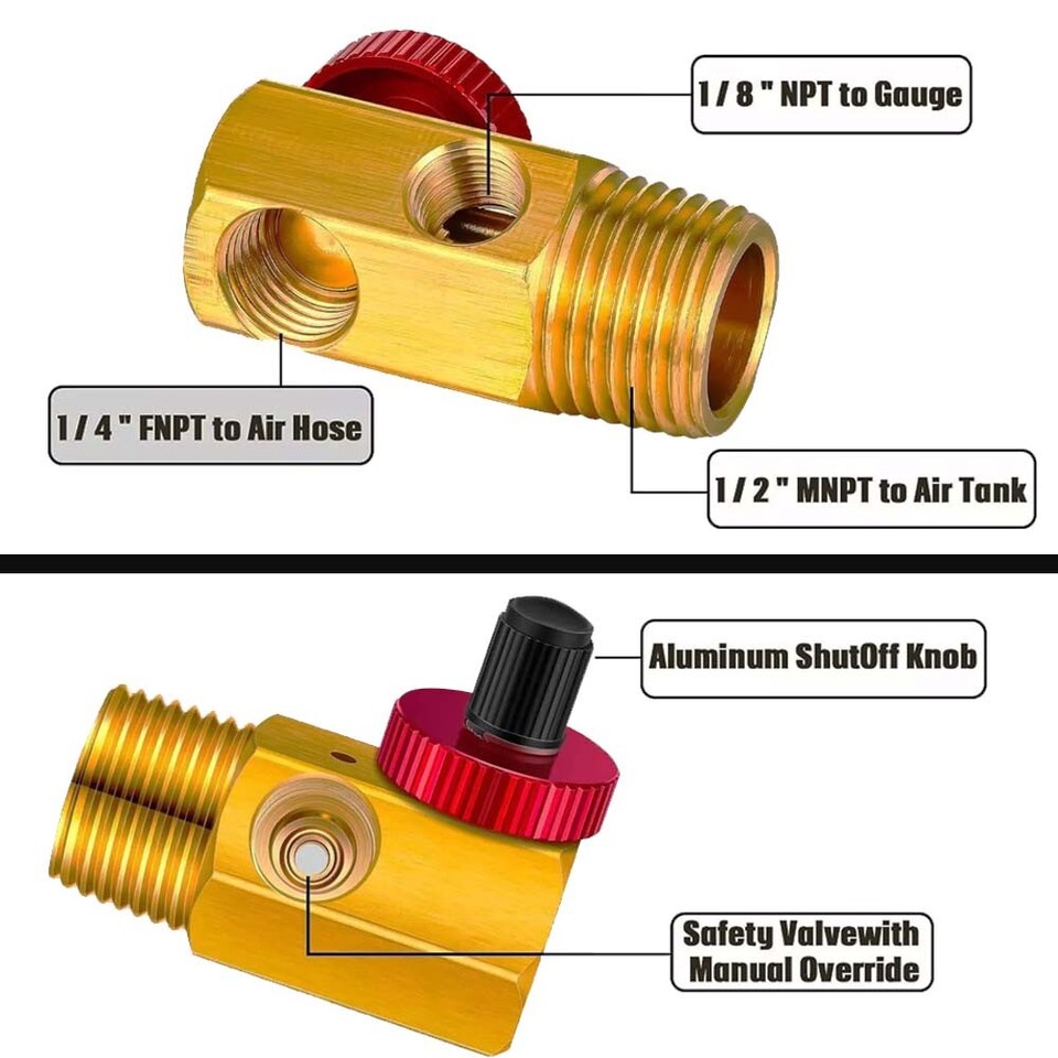 Air Tank Repair Kit Air Tank valve Kit with gauge Portable Air Tank US ...