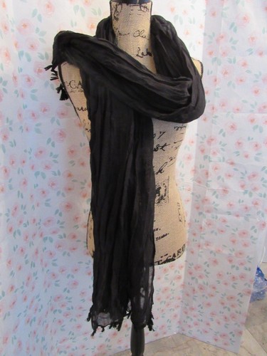 UNBRANDED, WOMEN'S BLACK LONG POLYESTER SCARF WITH TASSELS, ONE SIZE | eBay