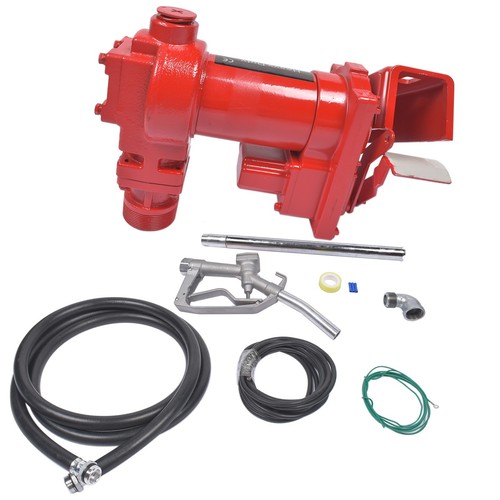 Red 12 Volt 20 GPM Fuel Transfer Pump w/ Nozzle Kit for Car Truck ...