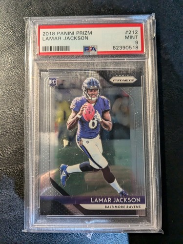 2018 Prizm Football Lamar Jackson ROOKIE CARD #212 Baltimore Ravens PSA ...