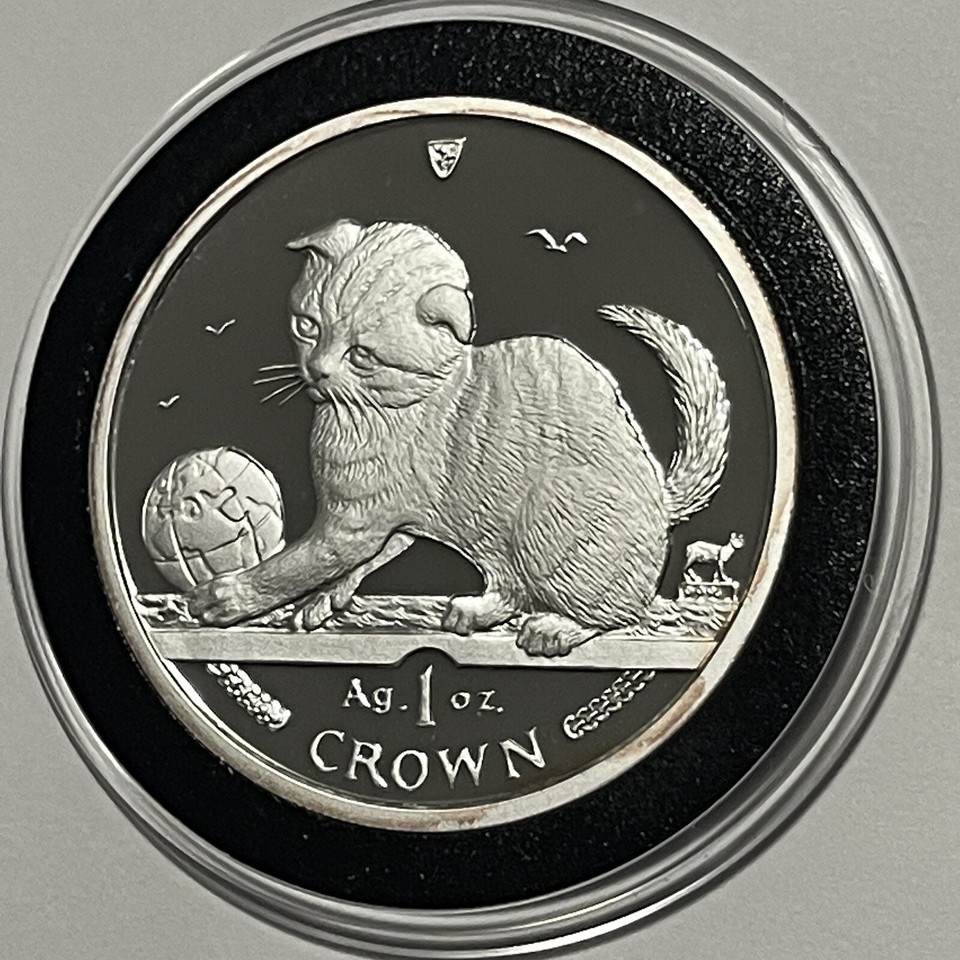 2000 Isle of Man Cats Gem Proof Rare Coin 1 Troy Oz .999 Fine Silver ...