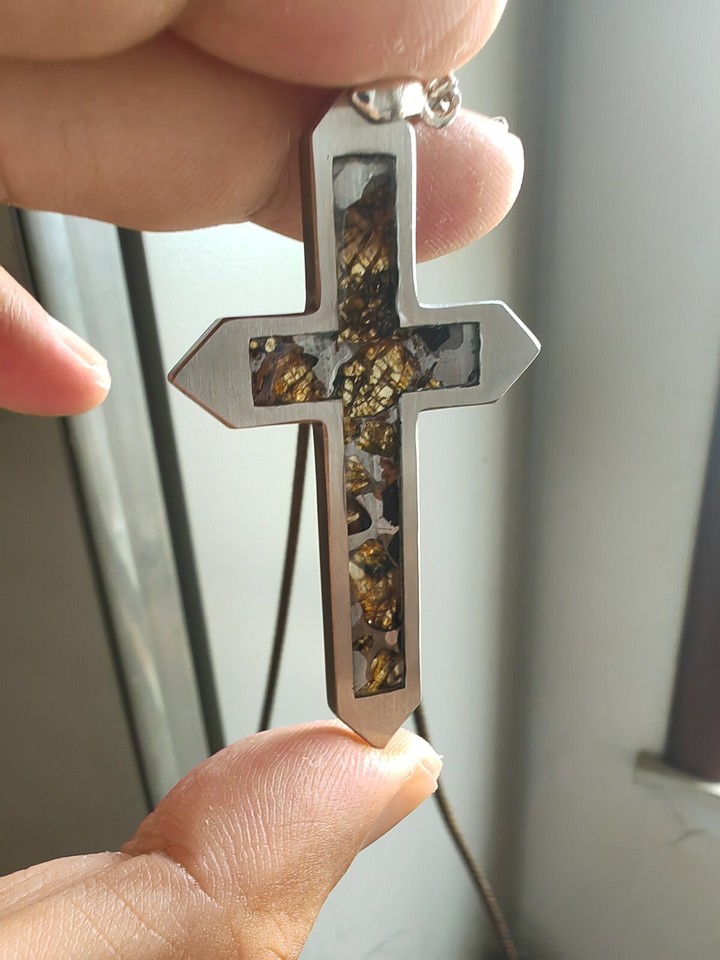Sericho PALLASITE Meteorite Pendant CROSS Meteorite Necklace Jewelry ...
