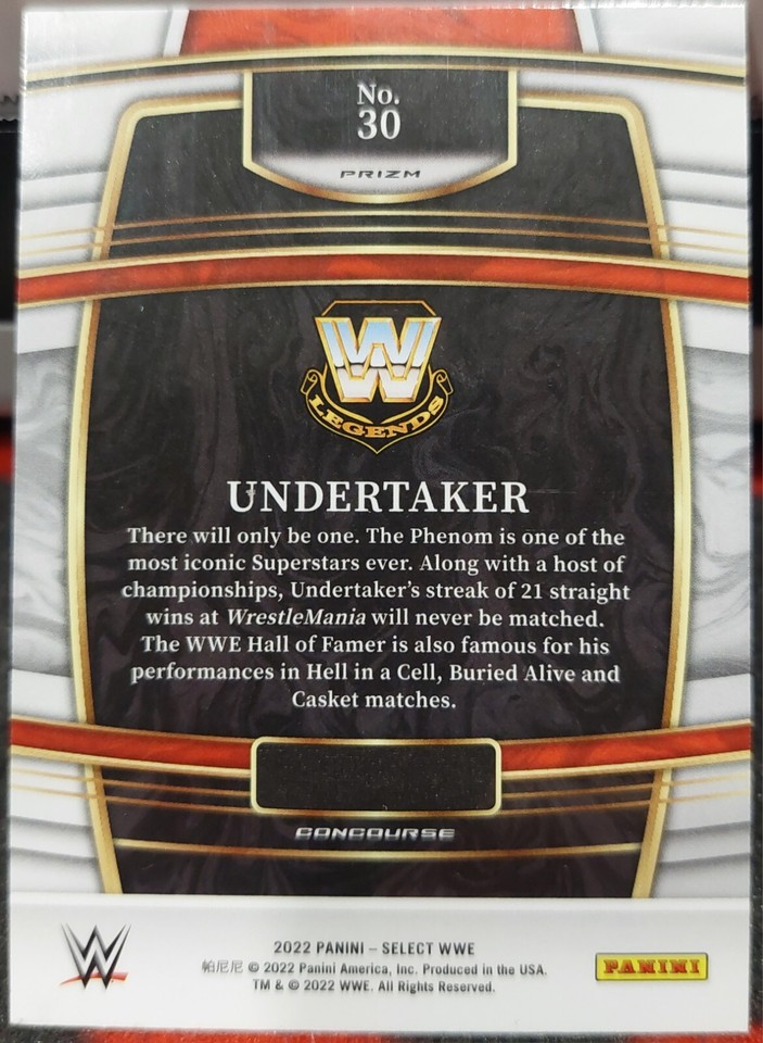 2022 WWE Panini Select The Undertaker Silver Prizm Concourse #30 | eBay