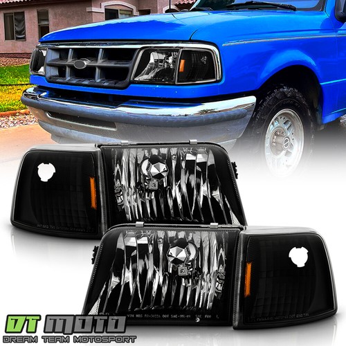 [4pcs] 1993-1997 Ford Ranger Black Headlights w/ Corner Signal Lamps ...