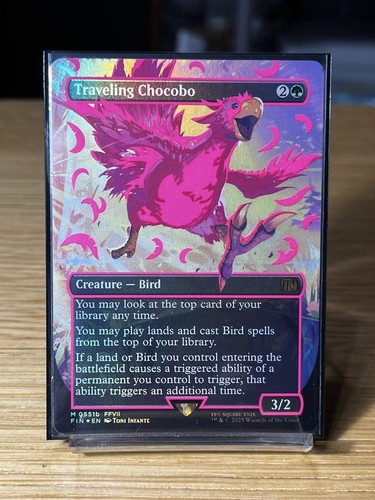 MTG Traveling Chocobo Neon Ink Pink Foil Secret Lair FFVII Borderless ...