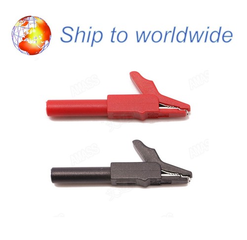 56mm Crocodile Alligator Clips for Shrouded Banana Plugs (1 Pair Red ...