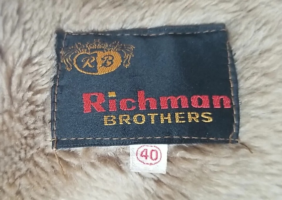 Richman Brothers Bomber Jacket Suede Fur Collar Sherpa Lined | eBay