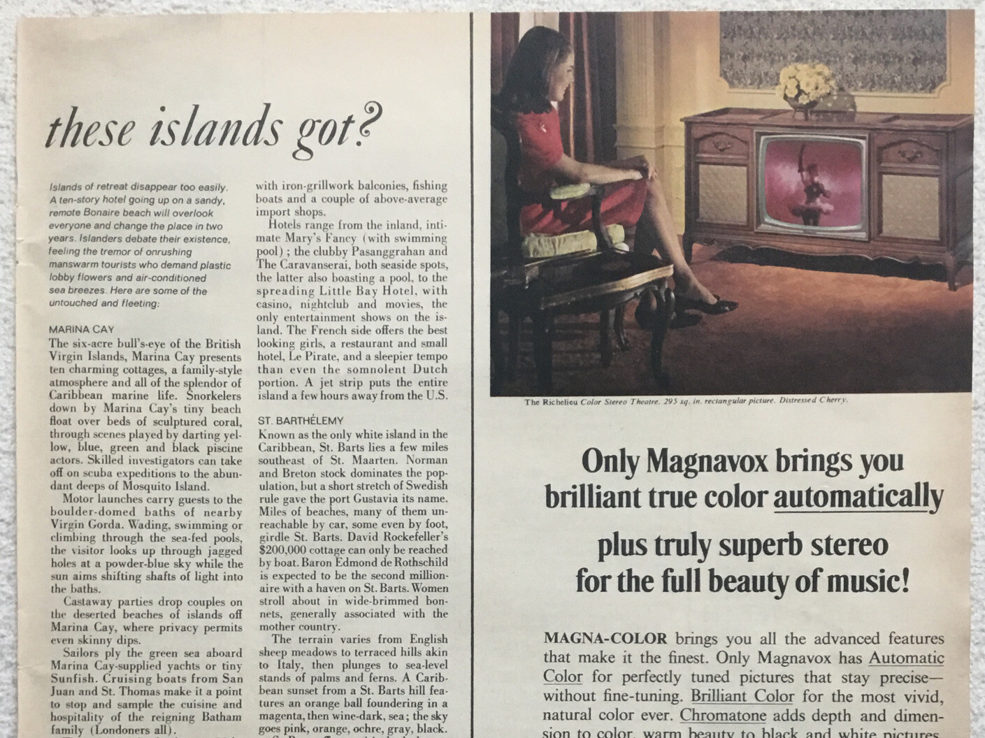 1967 Magnavox Magna-Color Stereo Console TV Vintage Magazine Print Ad ...
