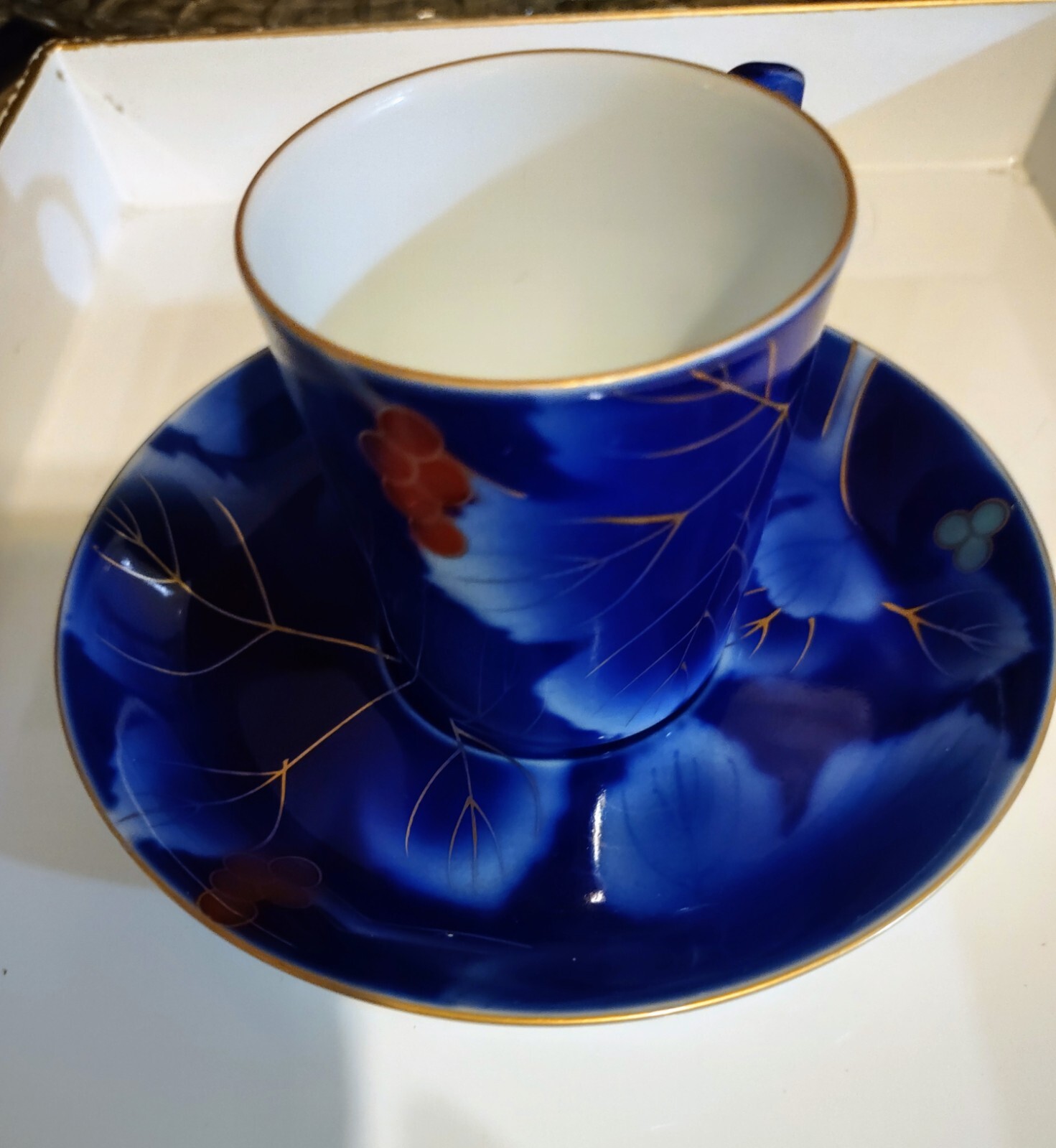 Cobalt Blue Grapes Decoration Japanese Bone China set Fukagawa Seiji ...