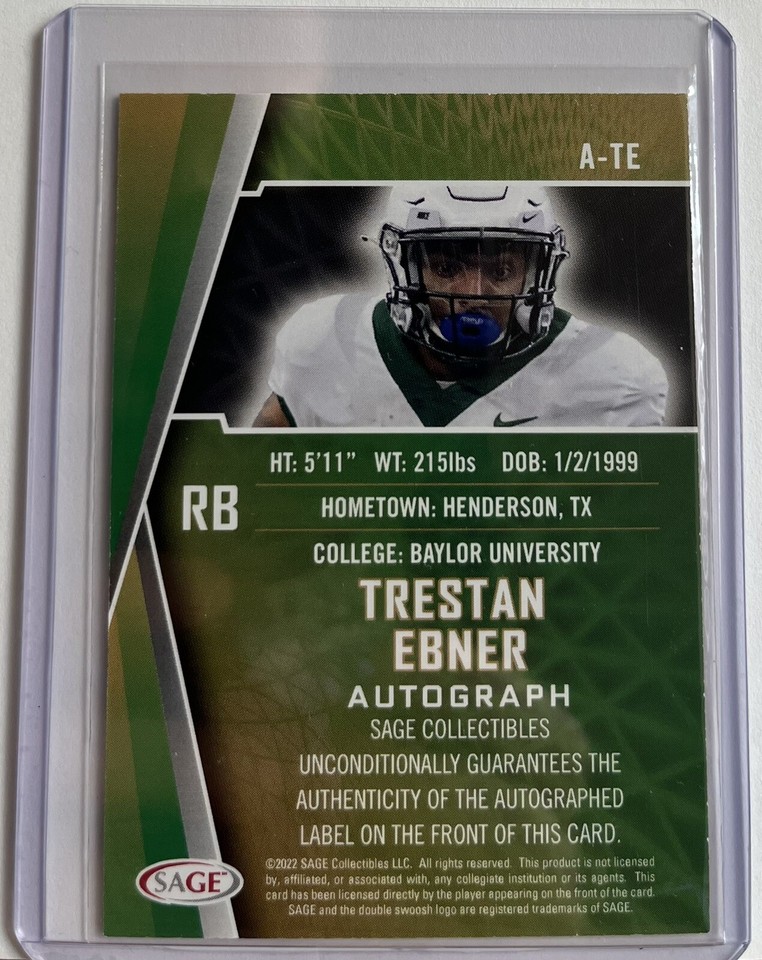 2022 Sage Trestan Ebner Auto Red Chicago Bears & Baylor #A-TE | eBay