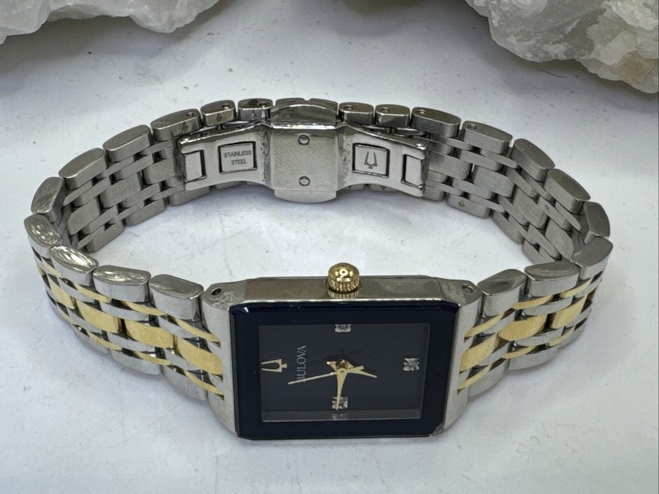 Bulova Quadra Quartz Blue Dial Ladies Watch 98P177 (AT1024-14) | eBay